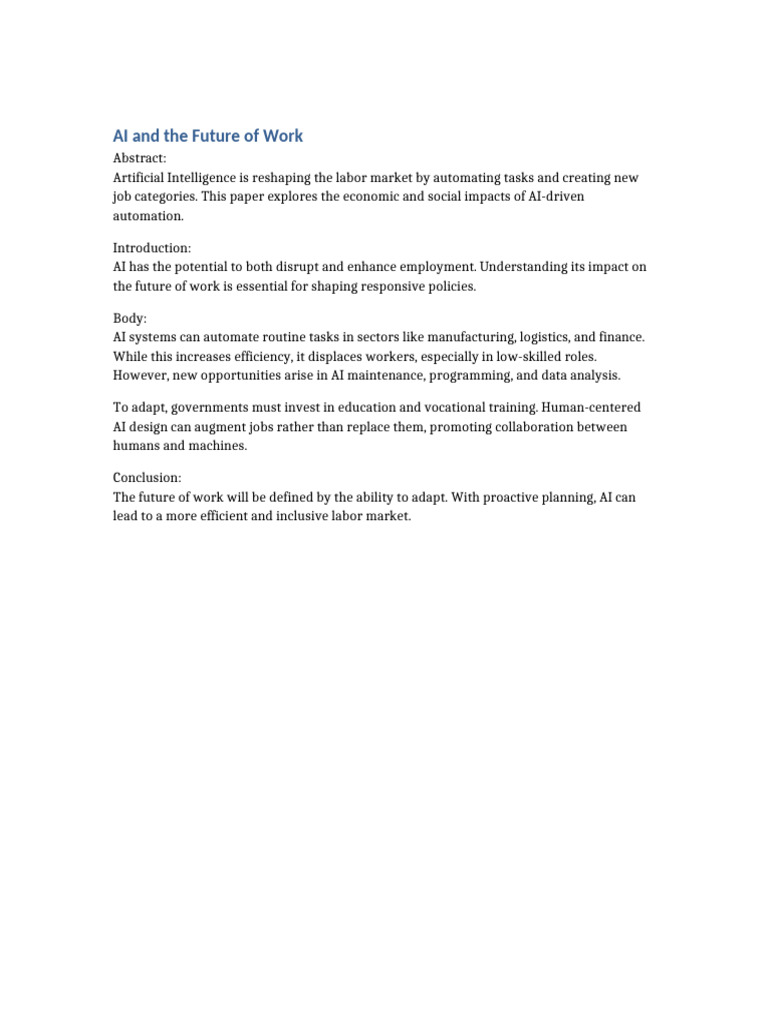 AI and The Future of Work | PDF