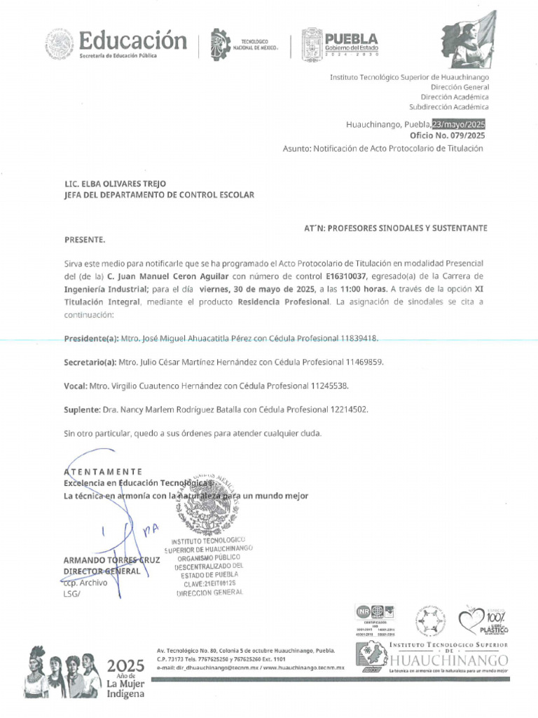 079 Notificacion de Acto Protocolario de Juan Manuel Ceron Aguilar | PDF