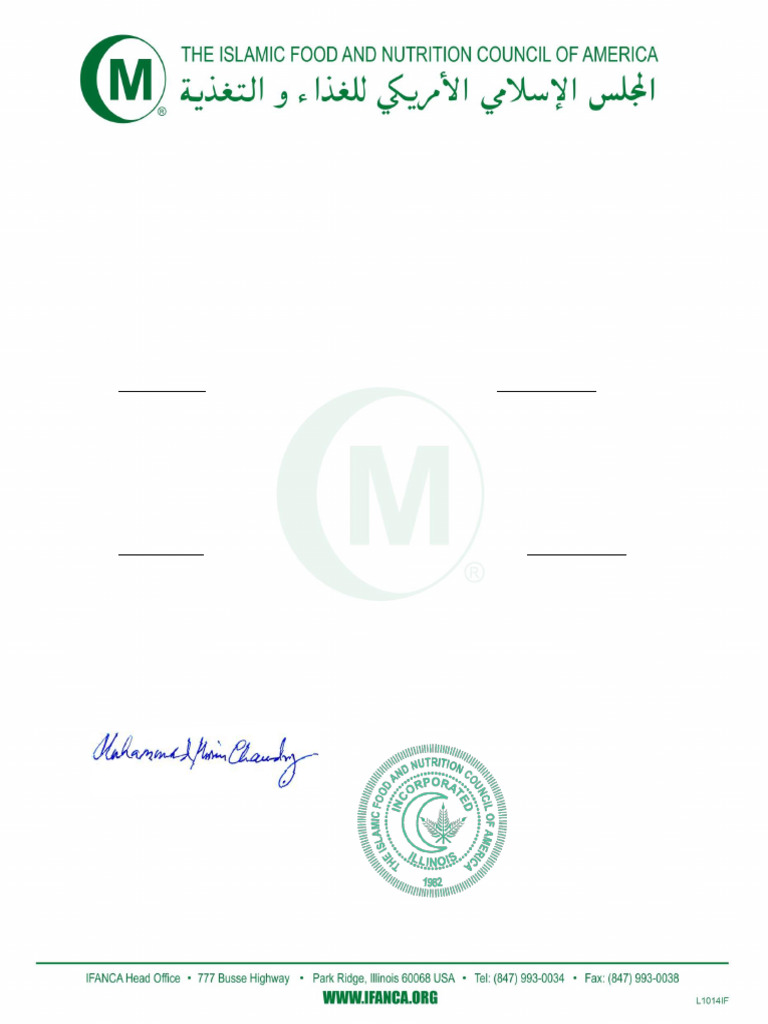 IFANCA Halal Certification for Almonds | PDF
