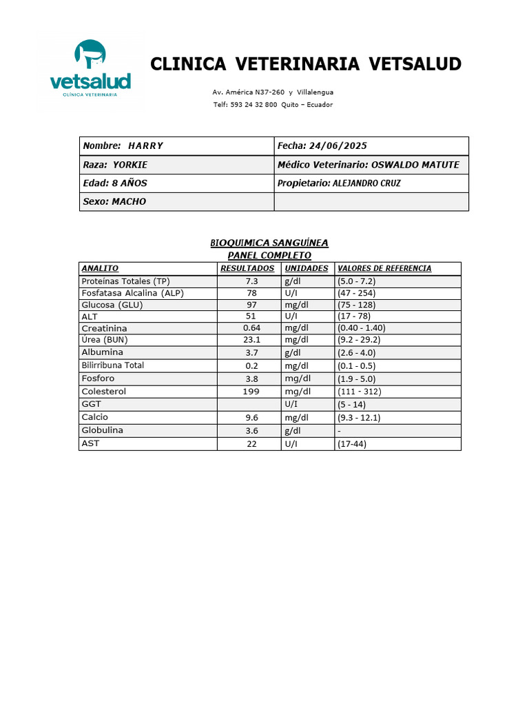 Química Sanguínea Harry Cruz | PDF
