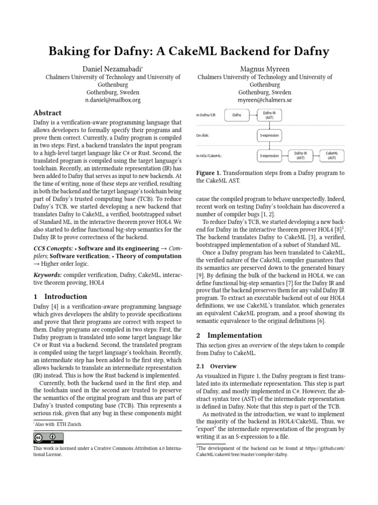 A CakeML Backend For Dafny | PDF | Data Type | Control Flow