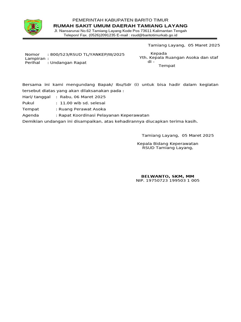 Form Undangan Rapat | PDF