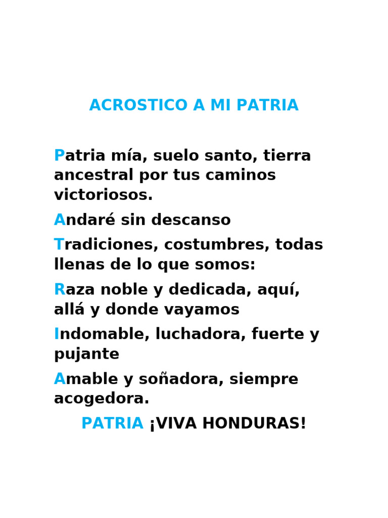 Acrostico A Mi Patria | PDF