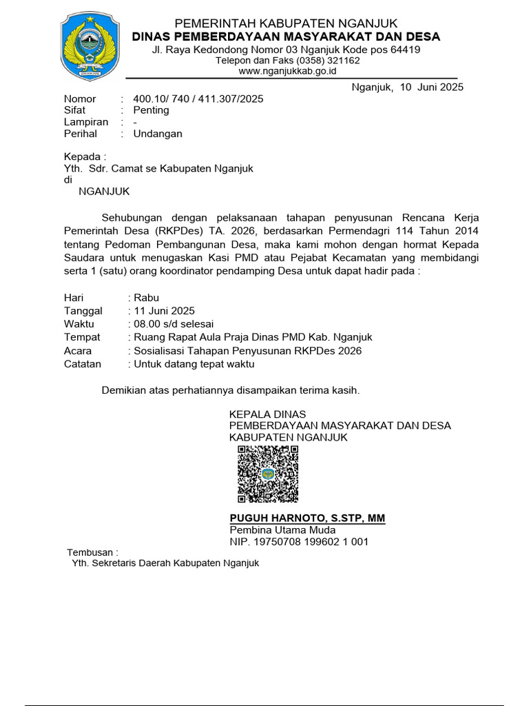 Undangan Sosialisasi RKPDes 2026 | PDF