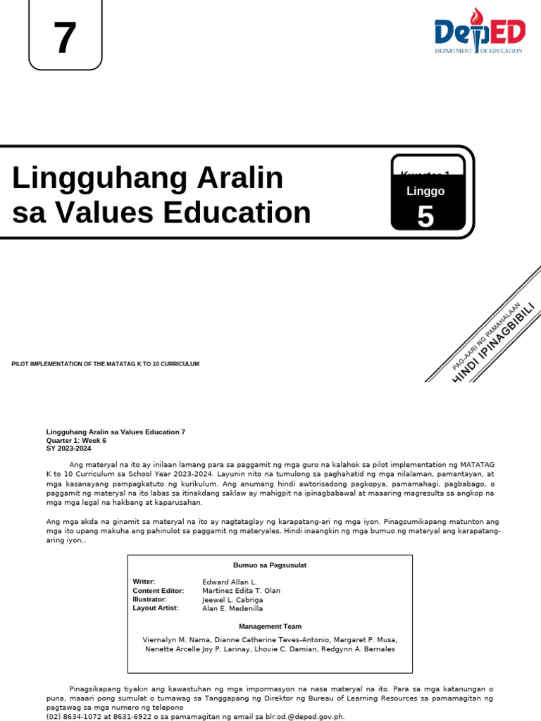 LE1 Sample Q1 by DepEd Edited | PDF