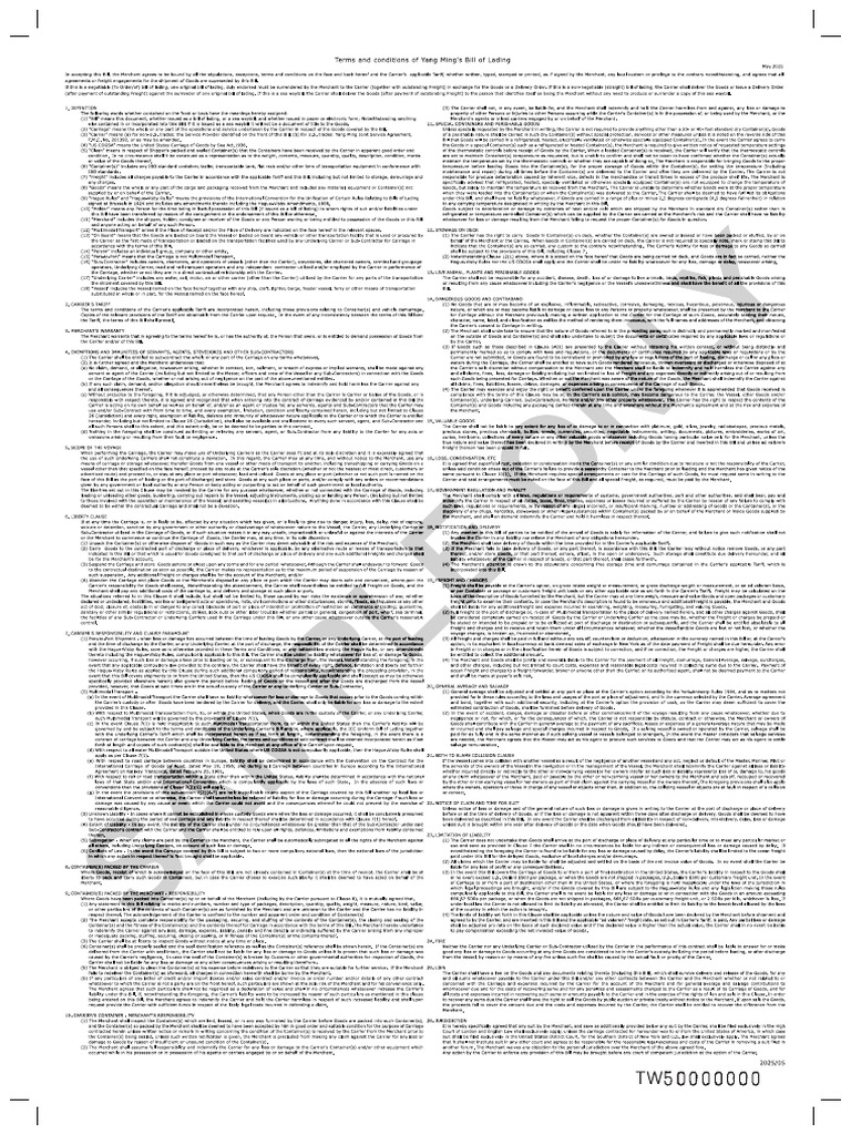2025 Sea Waybill | PDF
