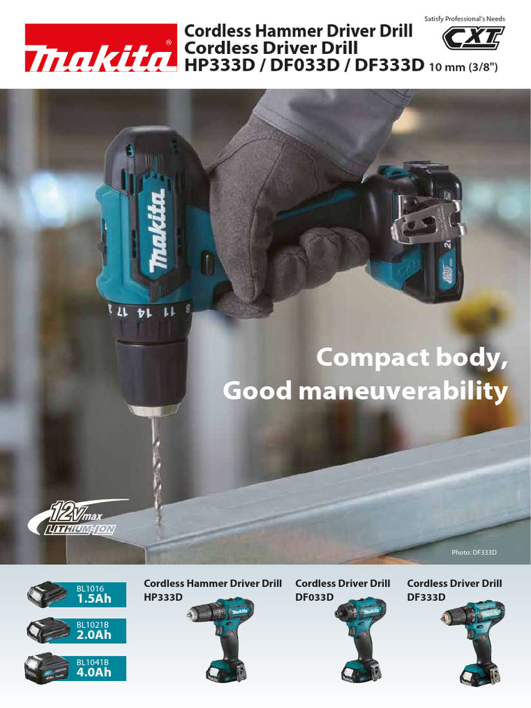 Makita HP333D, DF033D & DF333D Brochure | PDF | Drill | Mechanical ...
