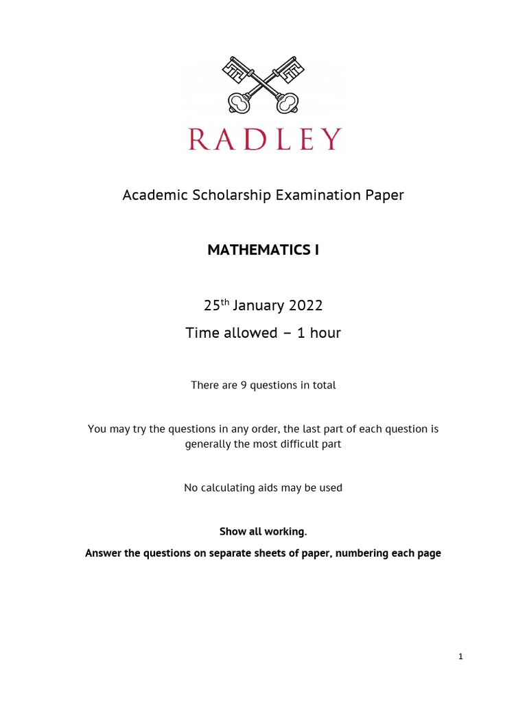 Maths Scholarship Paper 1 2022 | PDF | Fahrenheit | Mathematics