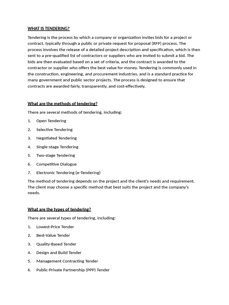 What Is Tendering | PDF