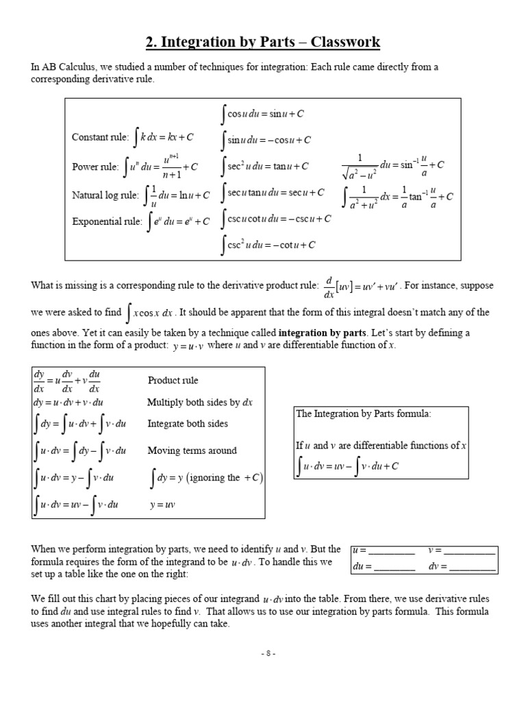 2) CW Integration by Parts | PDF | Mathematical Analysis | Real Analysis