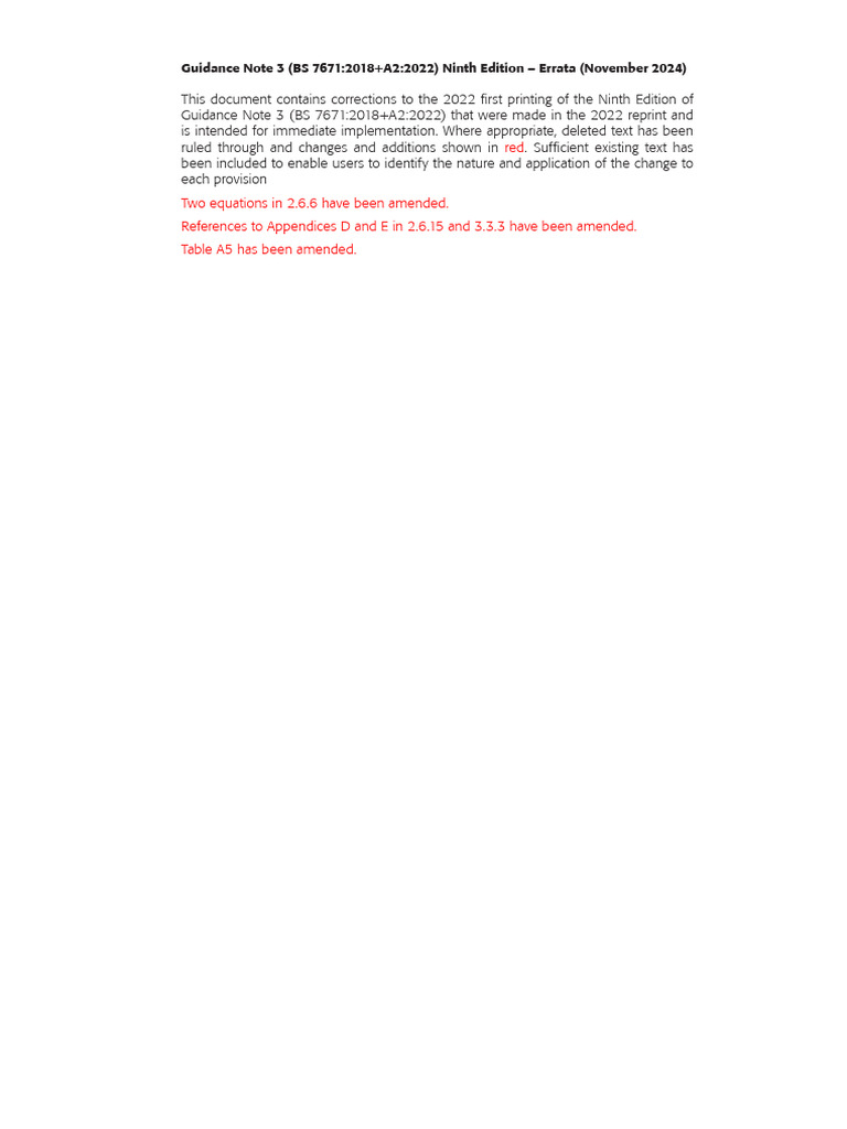 BS 7671:2018 Guidance Note 3 Errata | PDF | Electric Power | Electrical ...
