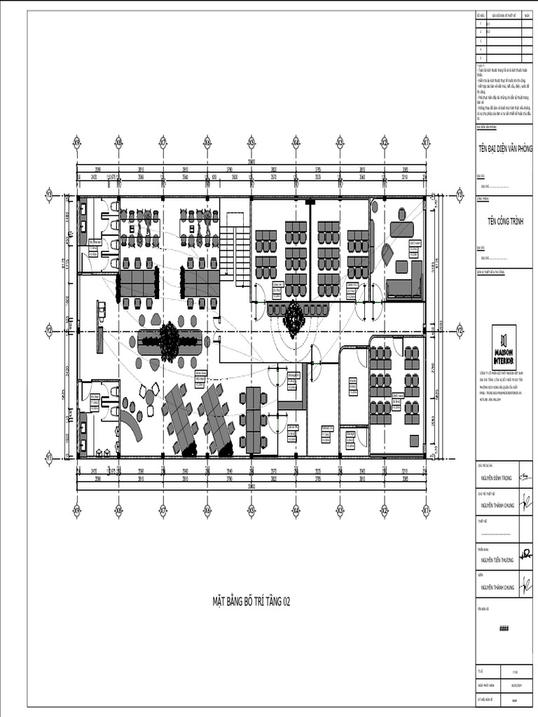 Mặt Bằng Bố Trí Tầng 02: x1 x2 x3 x4 x5 x6 x7 x8 x9 | PDF