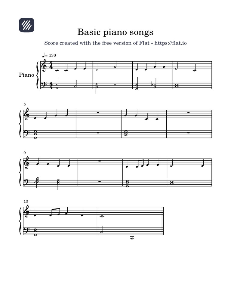 Basic Piano Songs | PDF