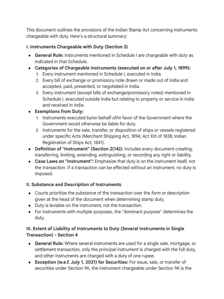 Indian Stamp Act: Duty on Instruments | PDF | Securities (Finance) | Stocks