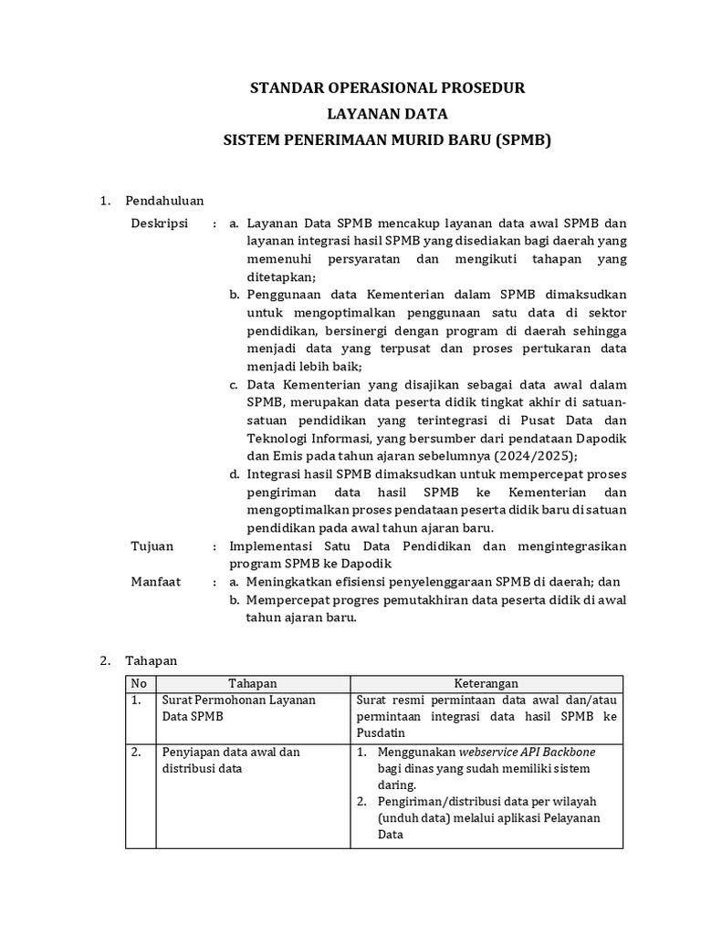 SOP Layanan SPMB 2025 | PDF