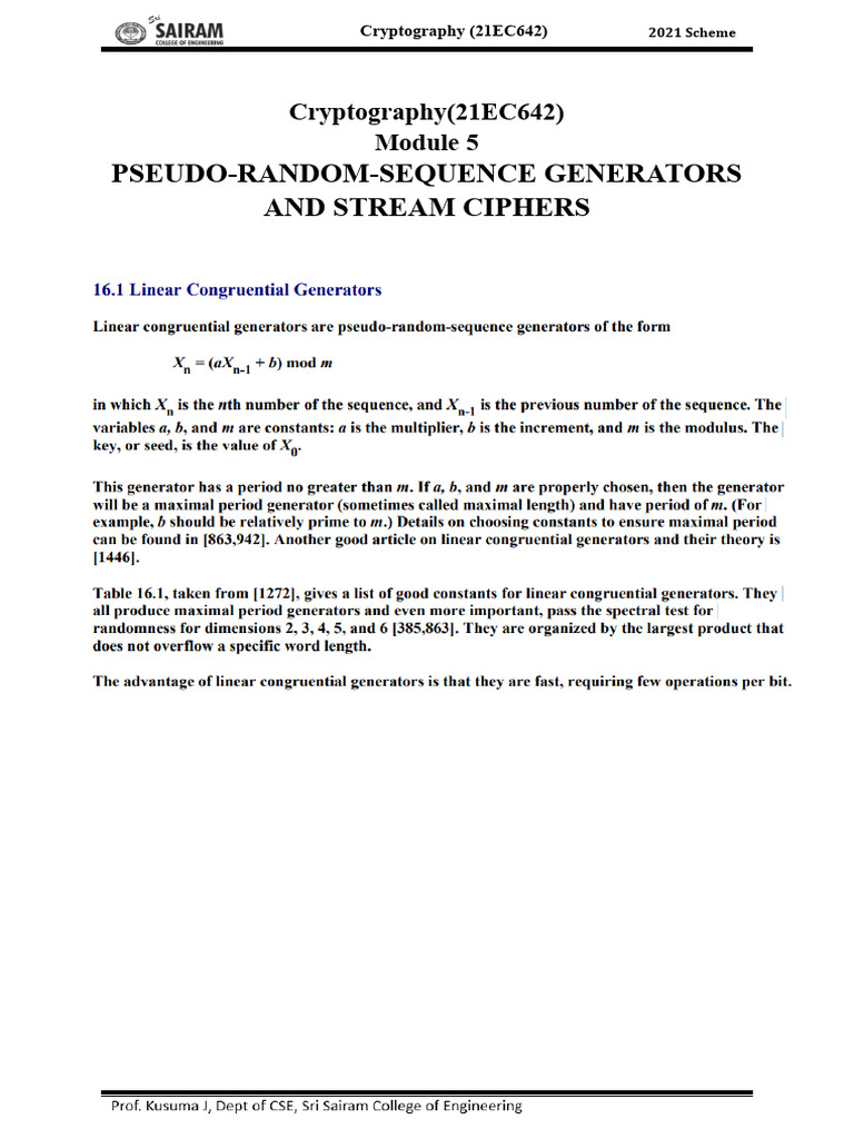 21EC642 Cryptography Module 5 Kusuma J | PDF