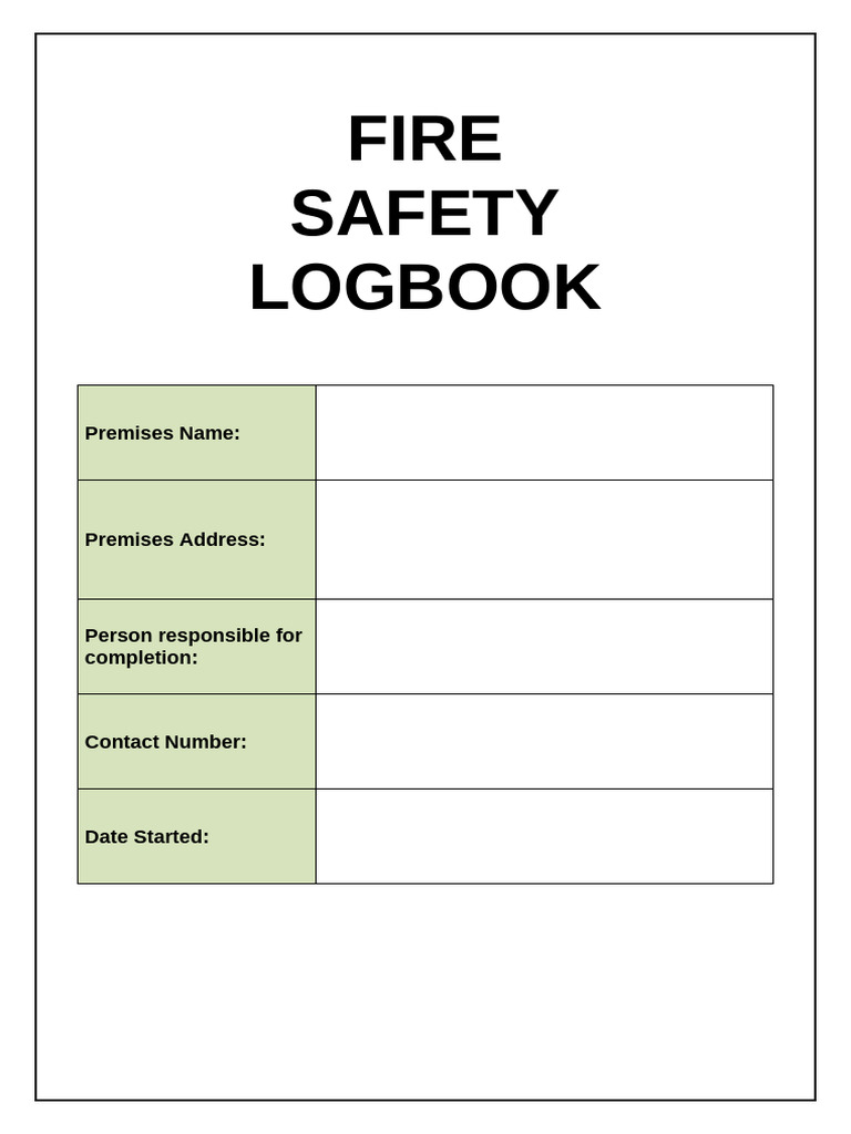 Weekly Fire Safety Logbook Template | PDF | Fire Safety | Emergency ...