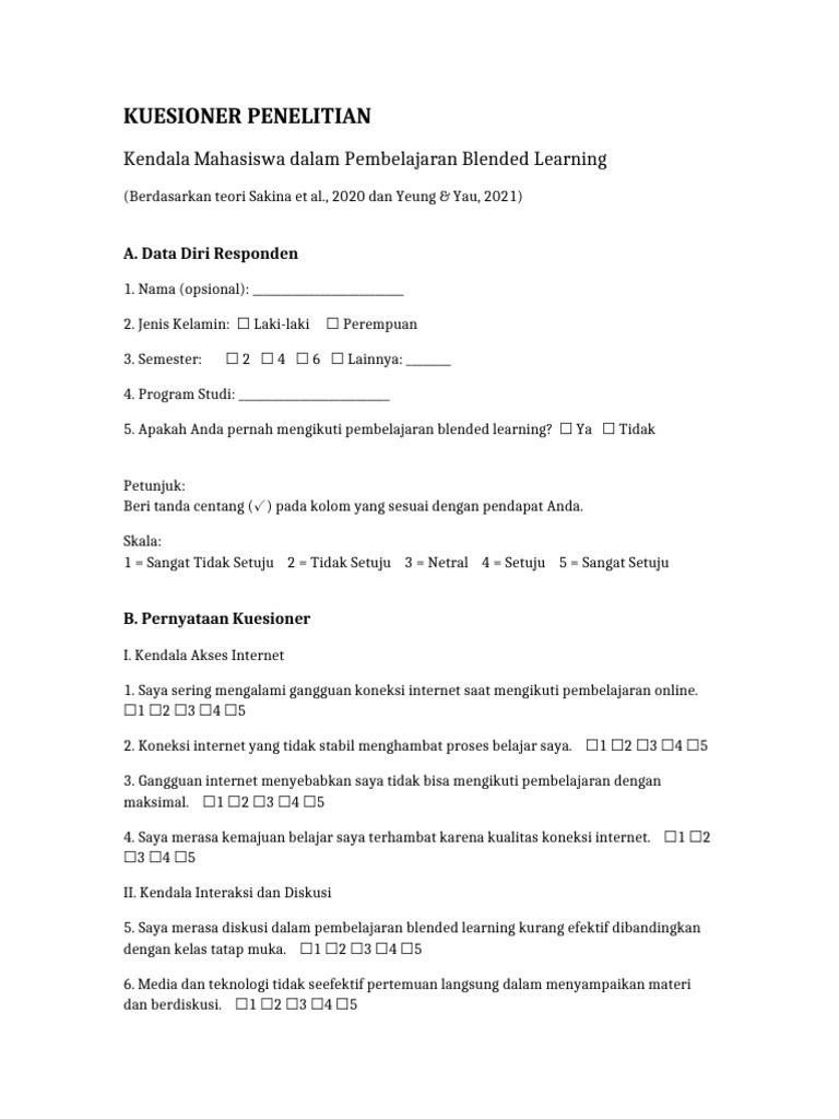 Kuesioner Kendala Blended Learning | PDF
