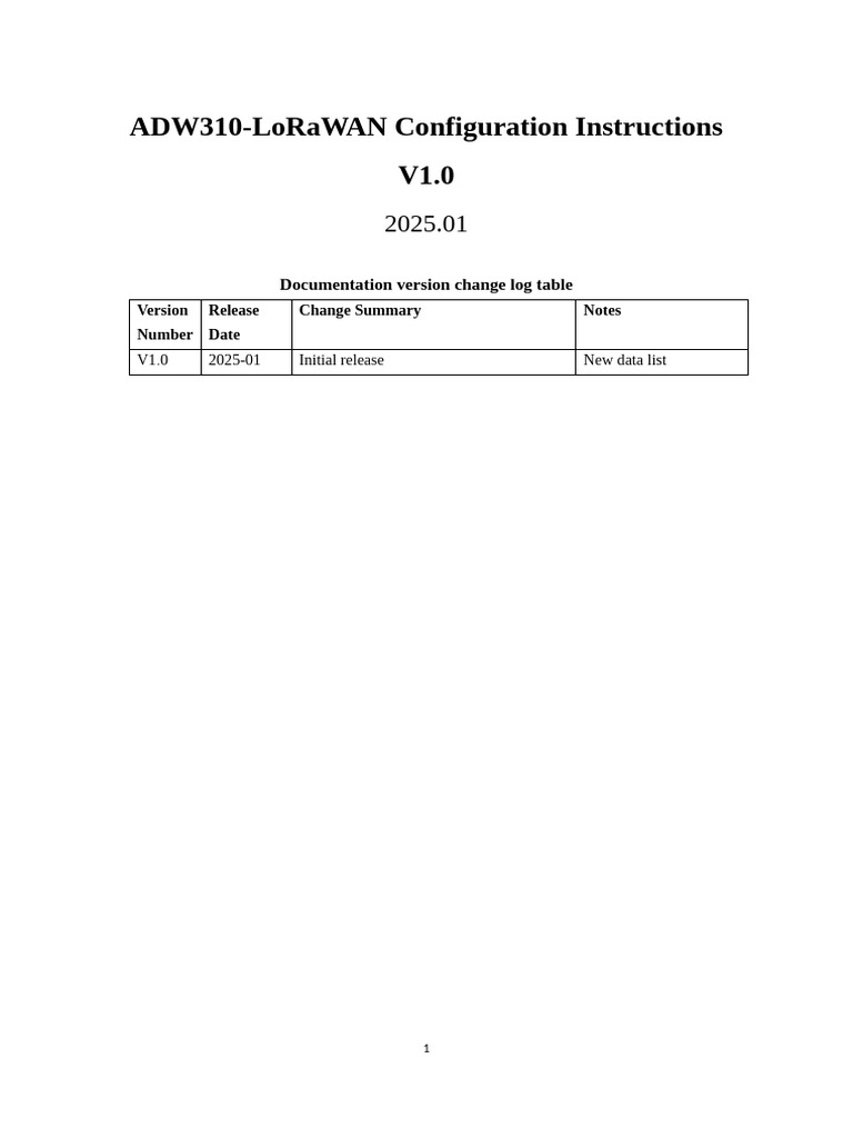 ADW310-LoRaWAN Configuration Instructions V1.0 - 202501 | PDF | Network Packet | Radio