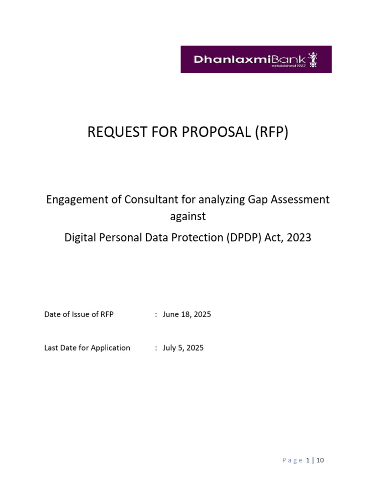 DPDP Compliance Gap Assessment RFP | PDF | Privacy | Regulatory Compliance