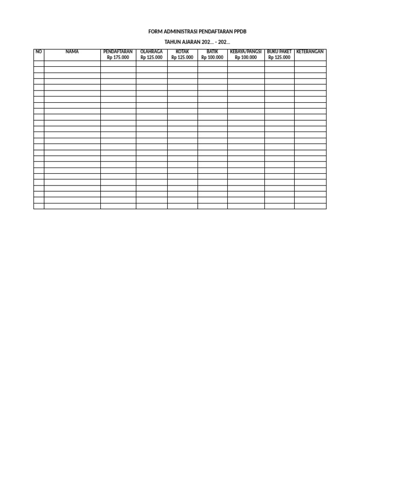 Form Administrasi Pendaftaran PPDB | PDF