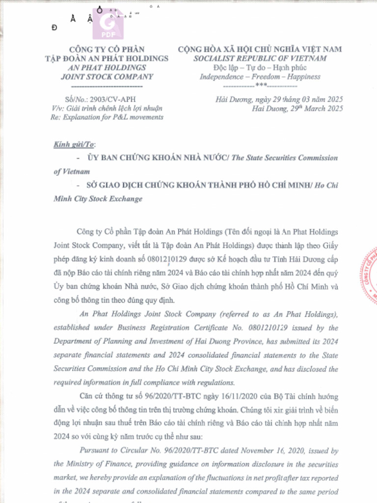 APH Giaitrinh KQKD 2024 Kiemtoan | PDF