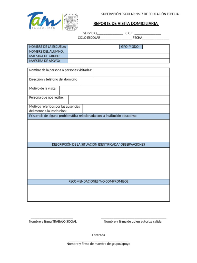 Reporte de Visita Domiciliaria | PDF