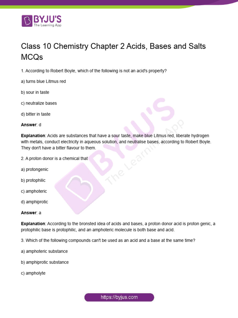 Chapter 2 Acids Bases and Salts | PDF | Acid | Ion