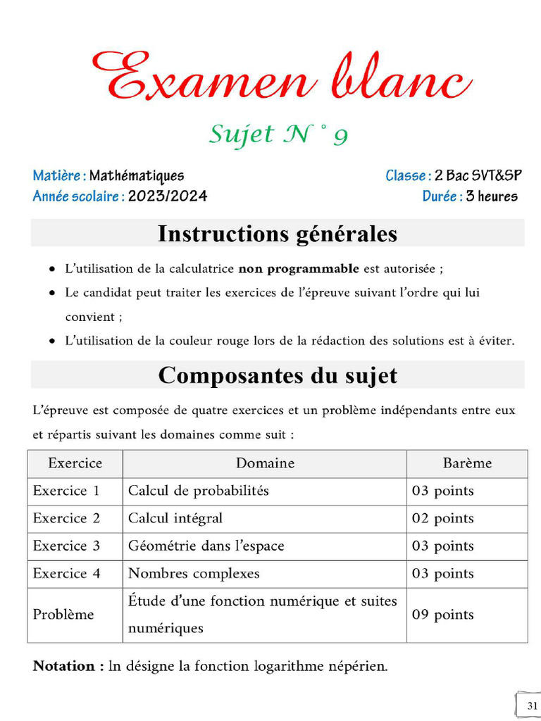 Examen Blanc 2 Bac PC Et SVT Modele 38 | PDF