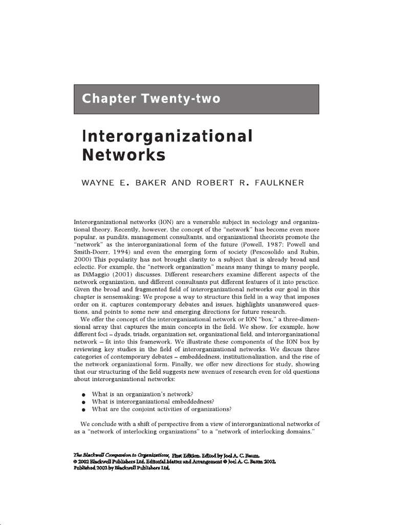 Interorganizational Networks | PDF
