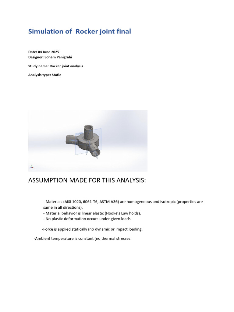 Simulation of Rocker Joint Final | PDF | Young's Modulus | Strength Of ...