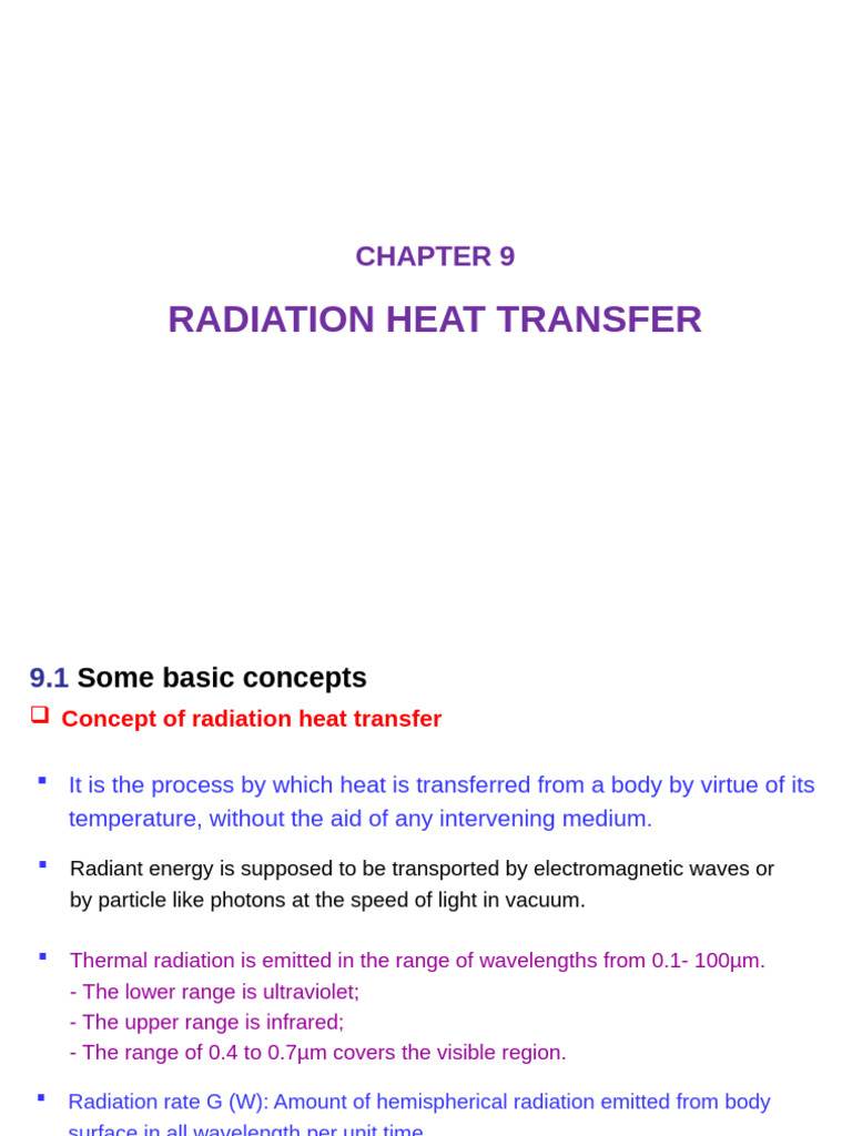 TE3050E Ch9 Radiation Heat Transfer | PDF | Physics | Heat Transfer