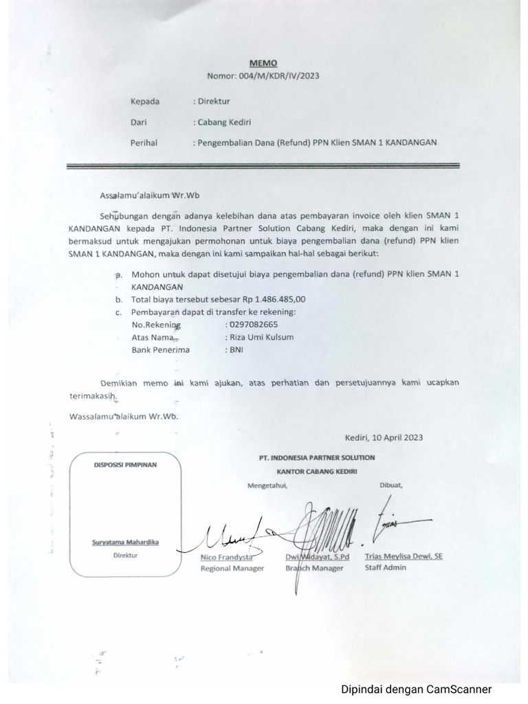 Refund Invoice Dari Bpopp Dan PPN | PDF