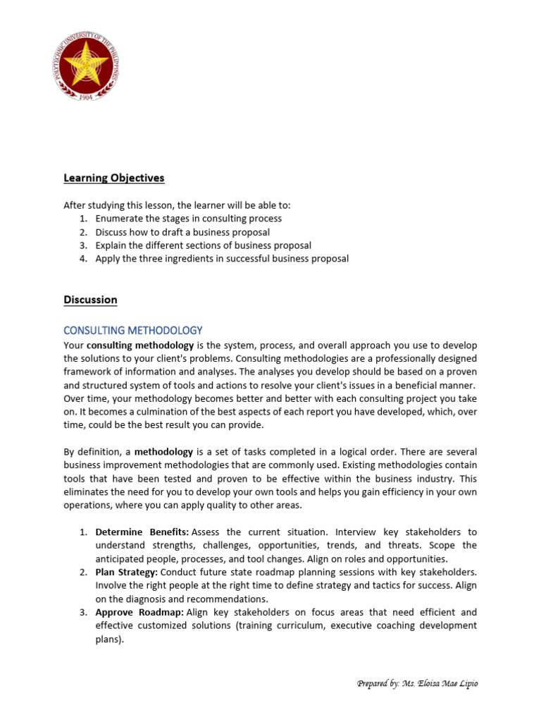 Lesson 6 Consulting Methodology and Process | PDF | Methodology ...