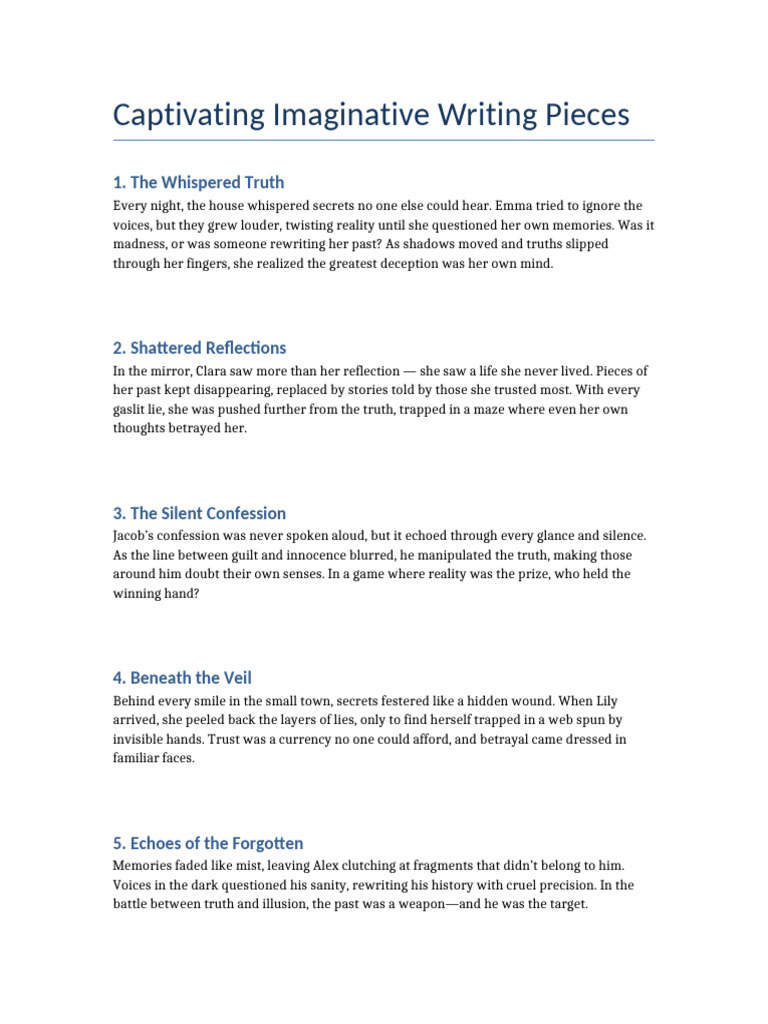 Captivating Imaginative Writing Pieces | PDF