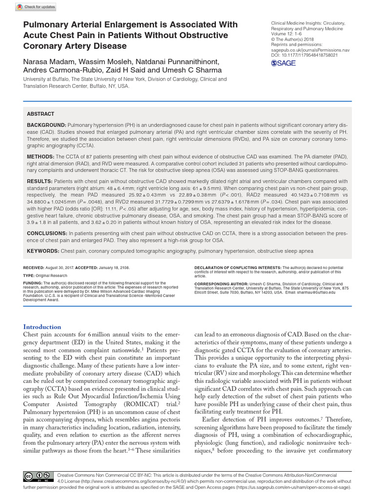 Madam Et Al 2018 Pulmonary Arterial Enlargement Is Associated With ...