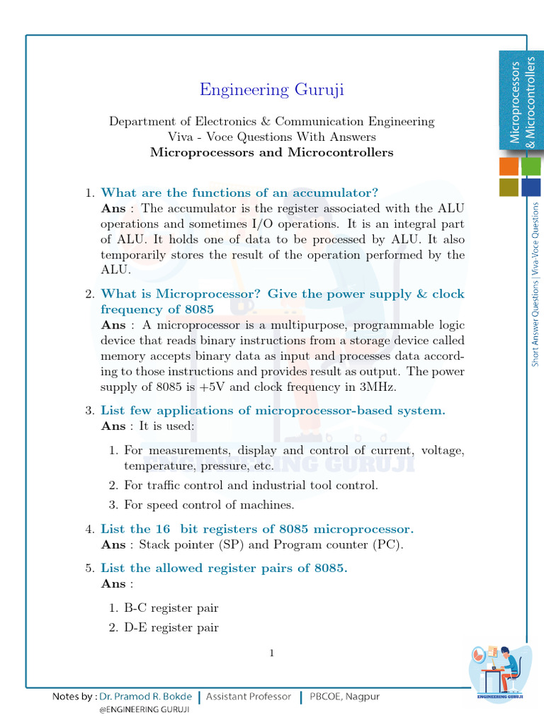 Viva-Voce-Microprocessor and Microcontroller-2 | PDF | Central Processing Unit | Input/Output
