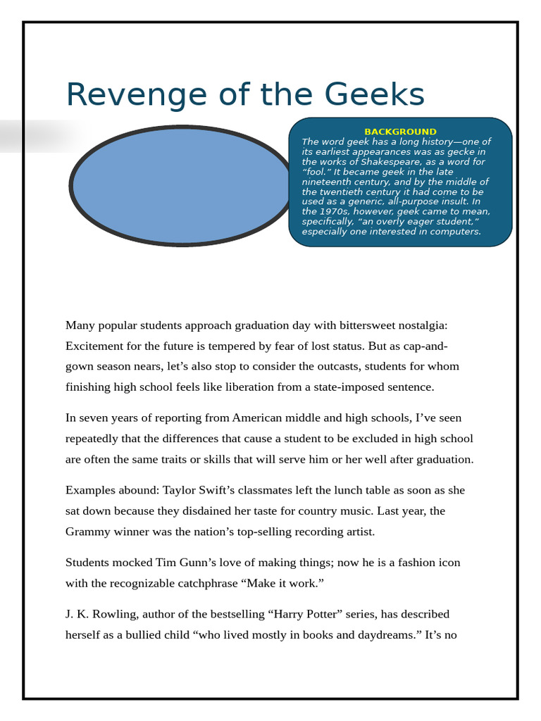 Revenge of The Geeks Text For Comprehension | PDF | Behavioural ...