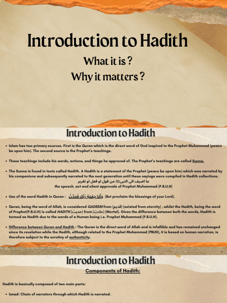 Lec# 6 Itro To Hadith - Defining Hadith, Importance and Authencity | PDF | Hadith | Quran