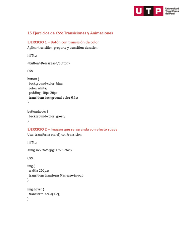 Ejercicios 15 Transiciones Animaciones CSS | PDF | ciberespacio | Archivo de computadora