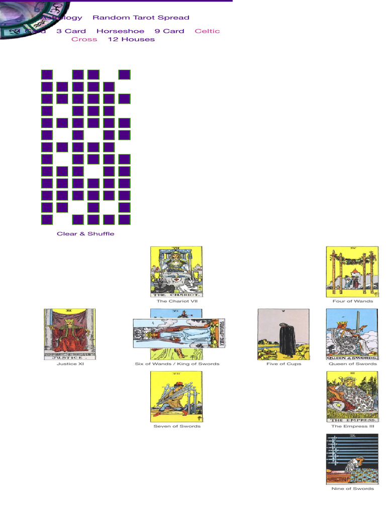 Tarot Random Tarot Spreads Celtic Cross Nine Card Spread Horseshoe | PDF