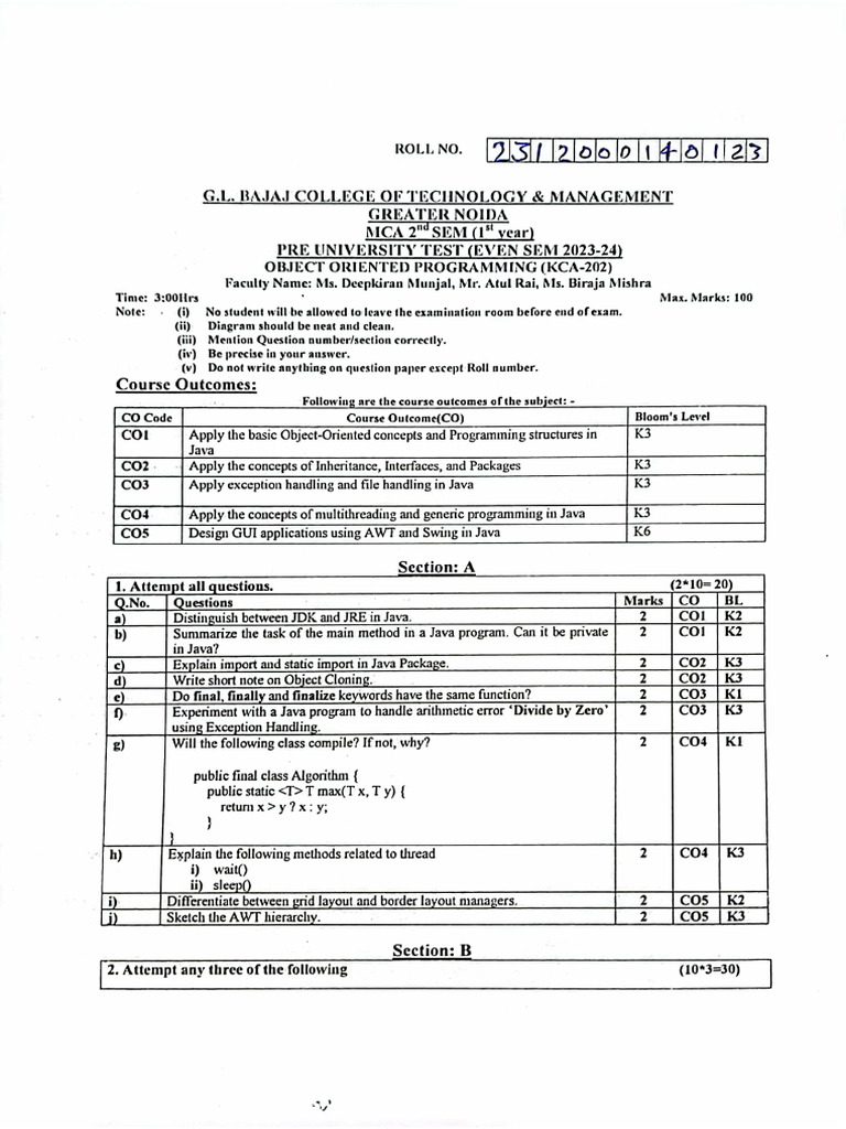 PUT Sem 2 Q-Papers 2 | PDF