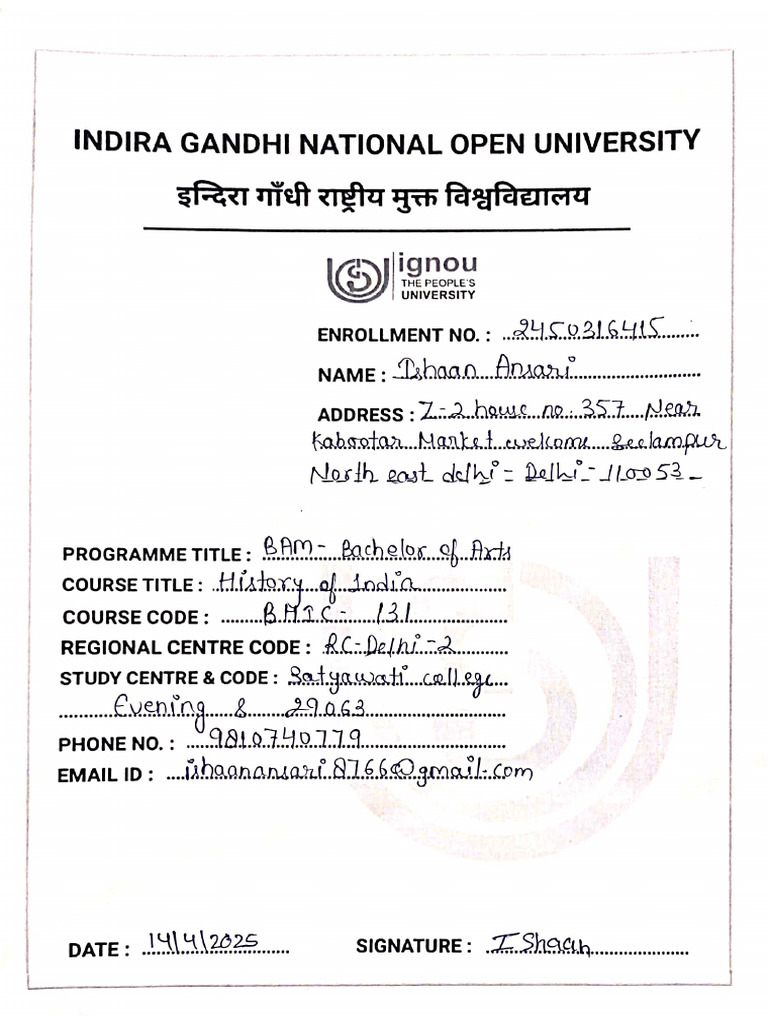 BHIC - 131 History of India | PDF