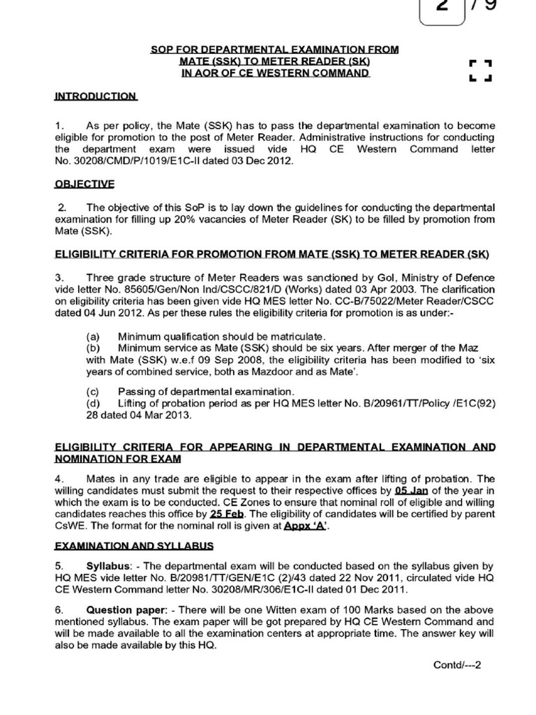 SOP Exam | PDF