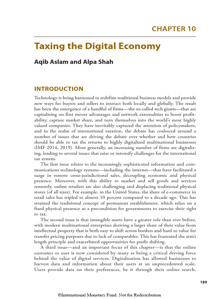 Taxing The Digital Economy | PDF | Taxes | Monopoly