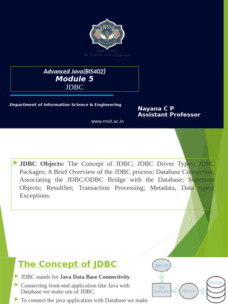 Module 5 JDBC 4032 BIS402-IS 13-05-2025 | PDF | Databases | Information Technology Management