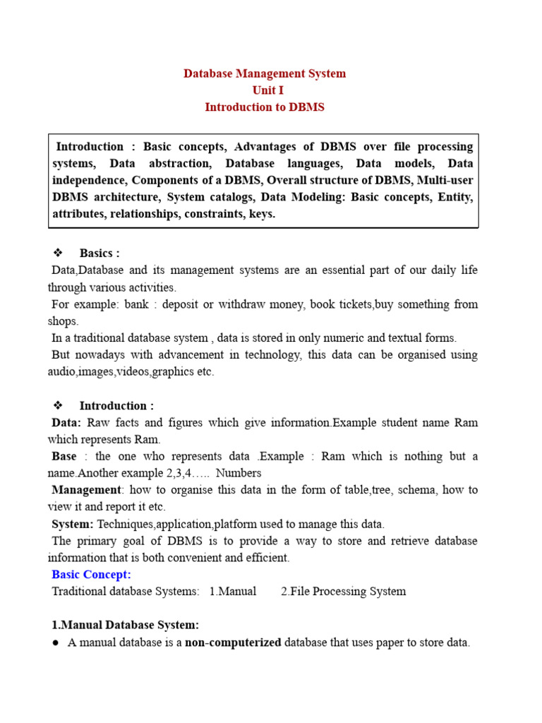 CH.1 Introduction To DBMS | PDF | Databases | Relational Database