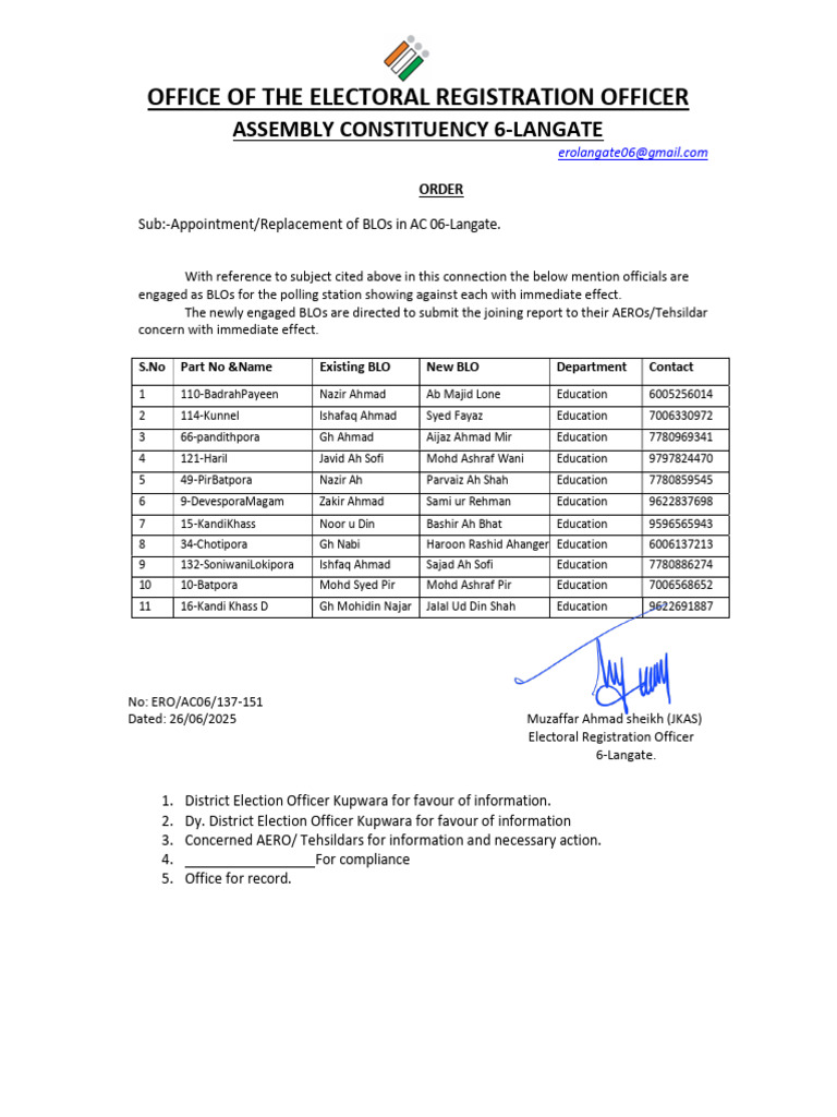 BLO Chnage Ac 6 - 250629 - 222159 | PDF