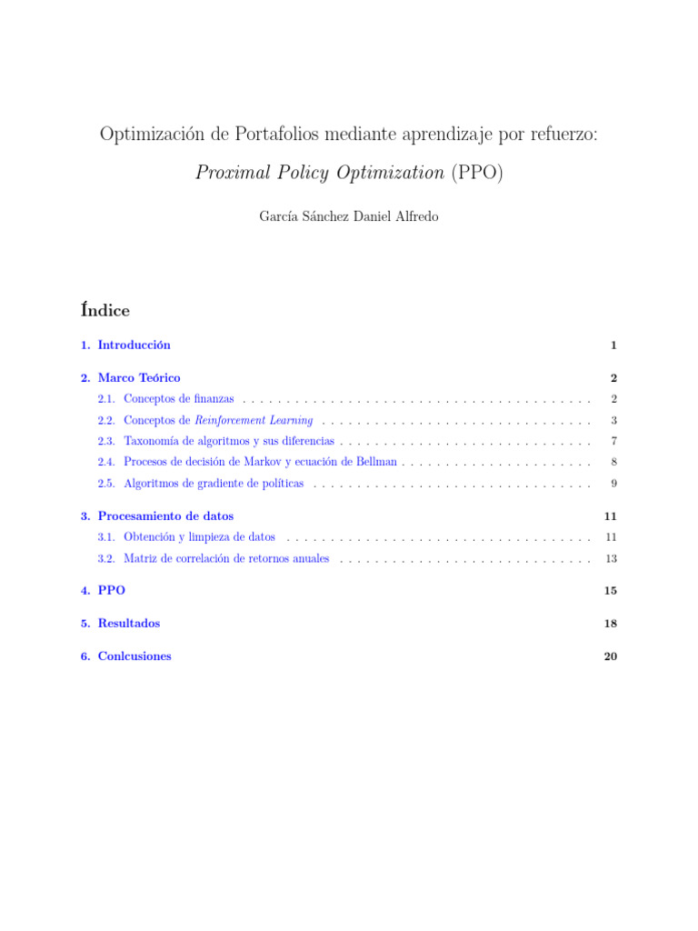 Portafolio Optimization Using Reinforcement Learning, PPO | PDF ...
