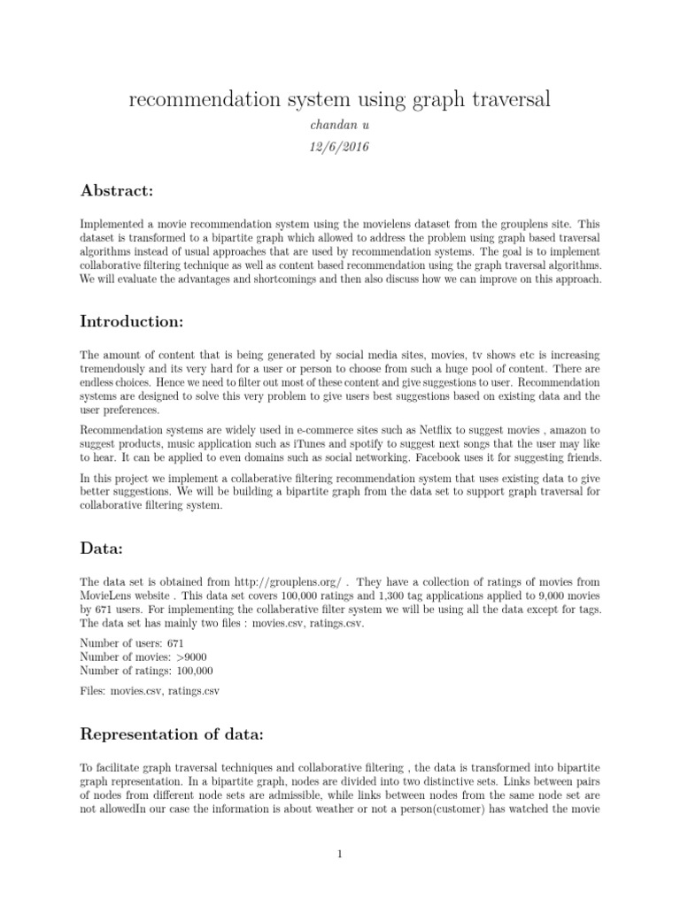 Graph Based Recommendation System | PDF | Computing | Information Science